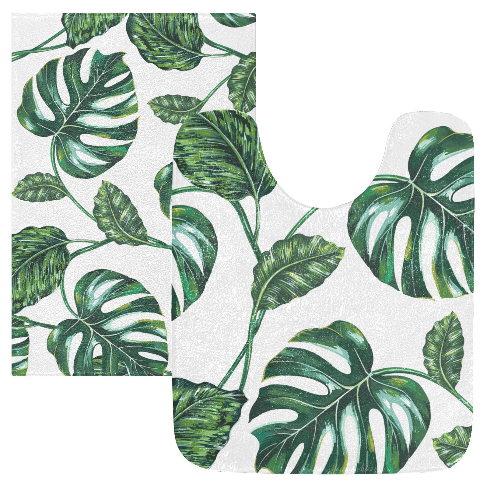 2 Piece Bathroom Rugs Set Shaggy Toilet Base Mat 16x24 and 20x24 U ...