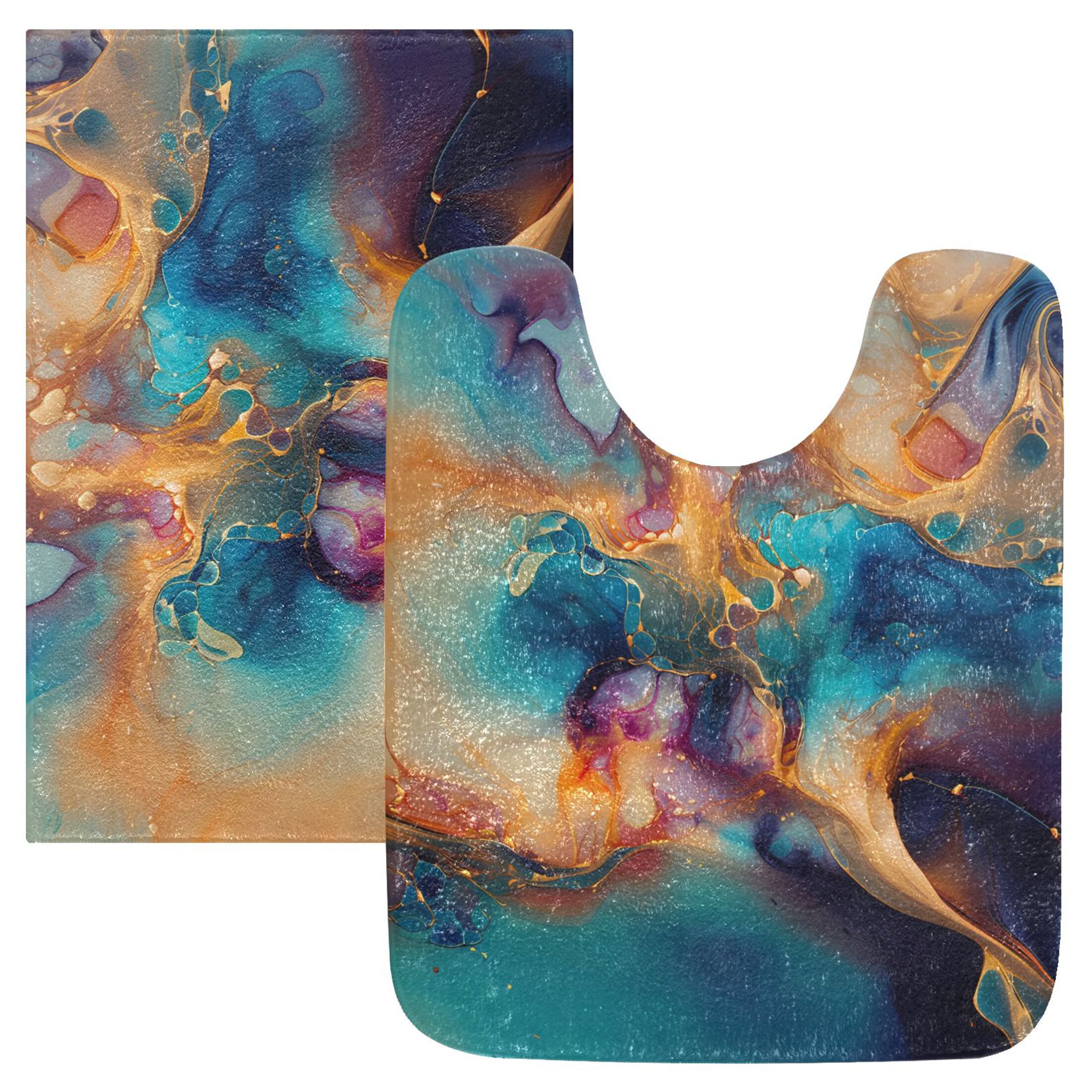 2 Piece Bathroom Rugs Set Shaggy Toilet Base Mat 16x24 and 20x24 U ...