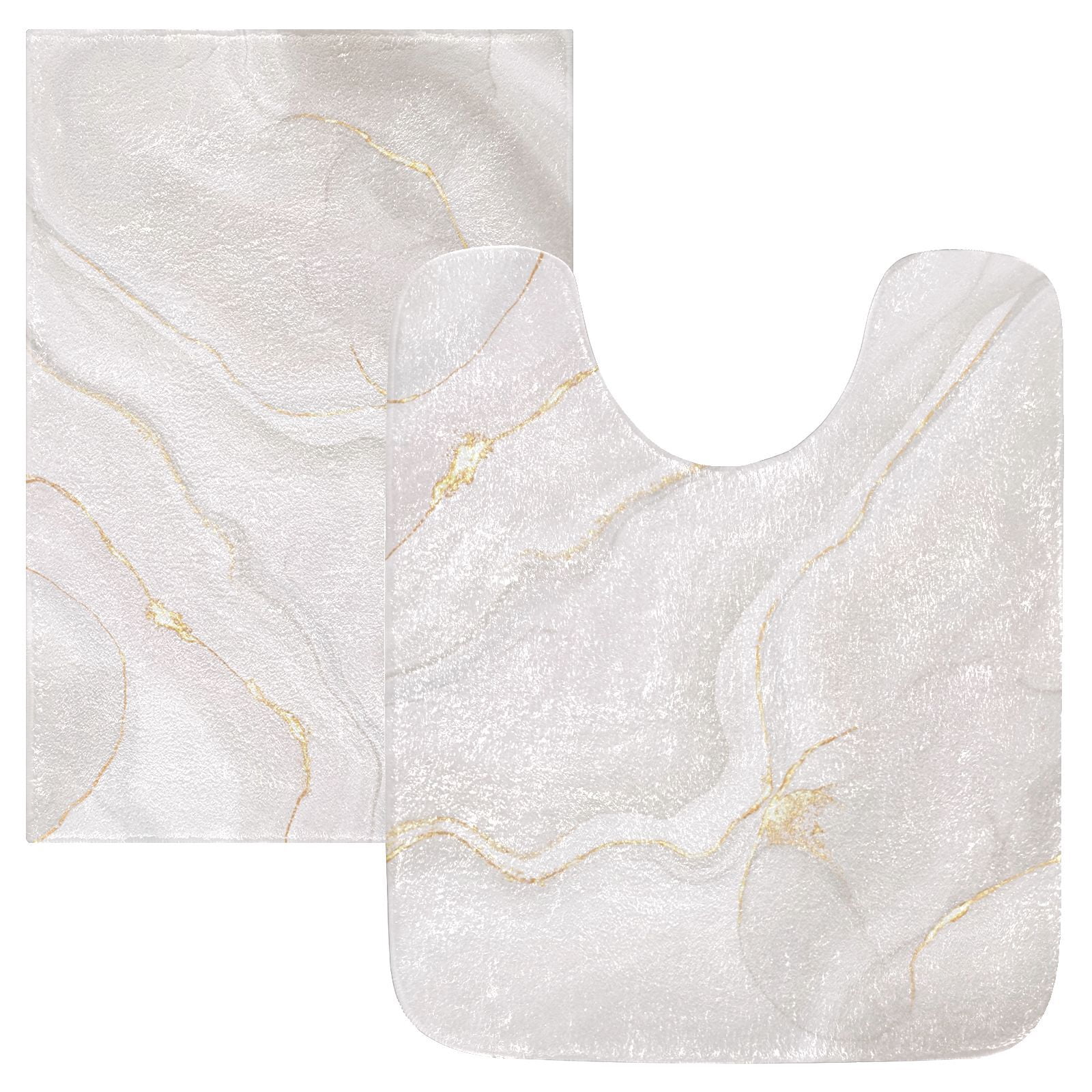 2 Piece Bathroom Rugs Set Shaggy Toilet Base Mat 16x24 and 20x24 U ...