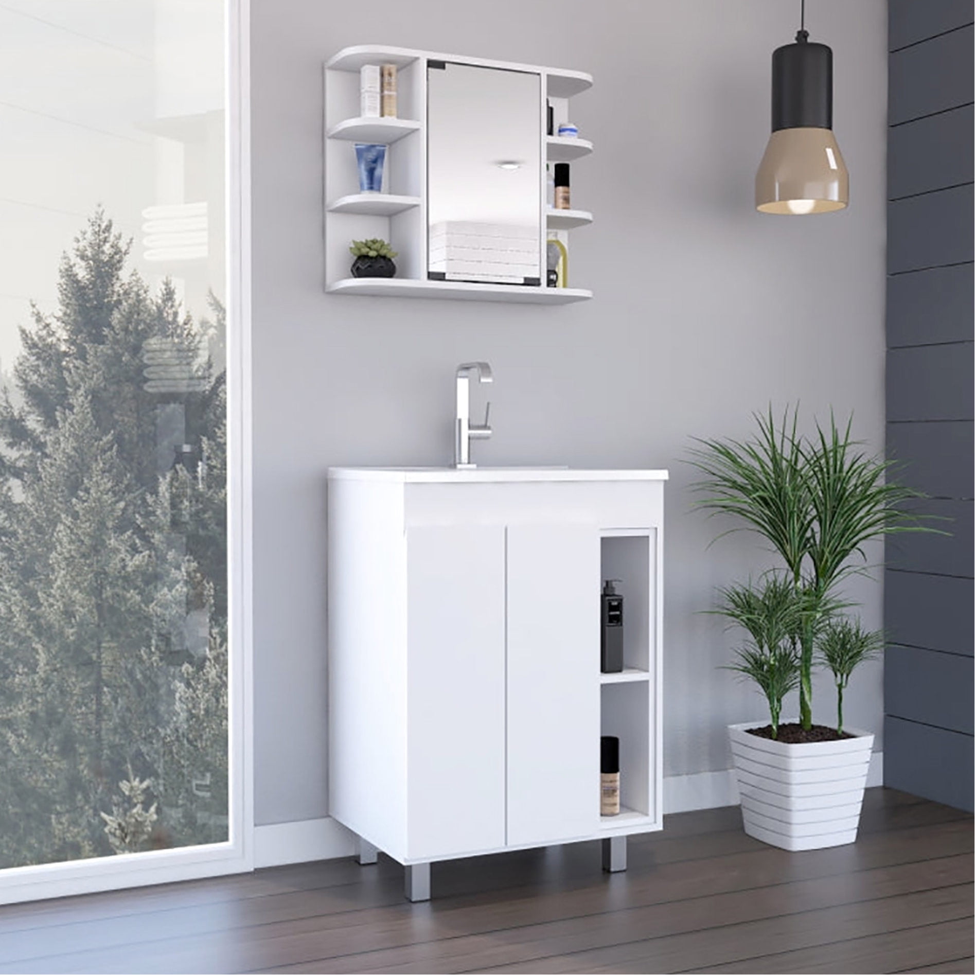 2-Piece Bathroom Storage Set | Vanity for Bathroom Essentials, Medicine ...