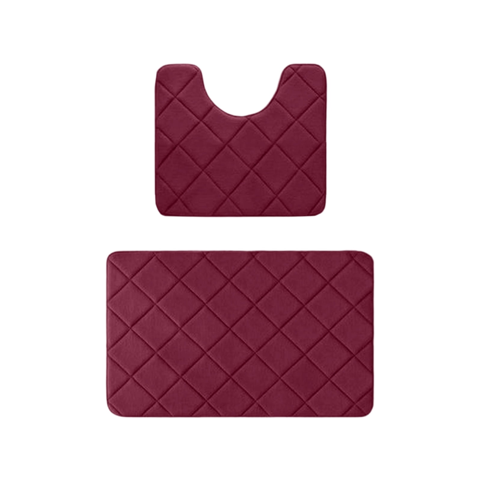 2-Piece Bathroom Toilet Rug Set,U-Shape Non-Slide Latex Back Mat,Soft ...