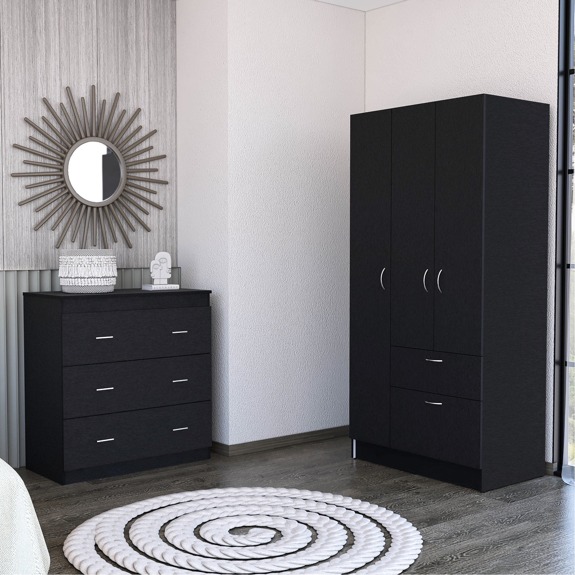 2 Piece Bedroom Furniture Set | Secure Interlocking for Stable Setup ...