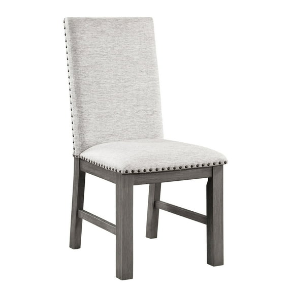 2-Piece Beige Fabric Upholstered Side Chairs for Dining Room | Gray ...
