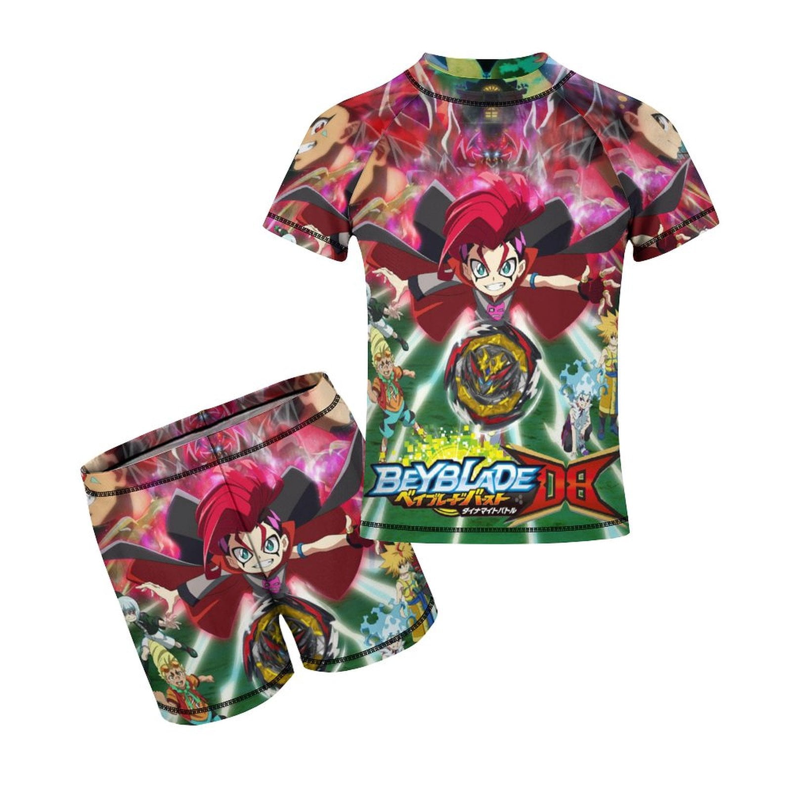 2 Piece Bey-blade Burs Rash Guard Summer Swim Shirts with Shorts Set ...