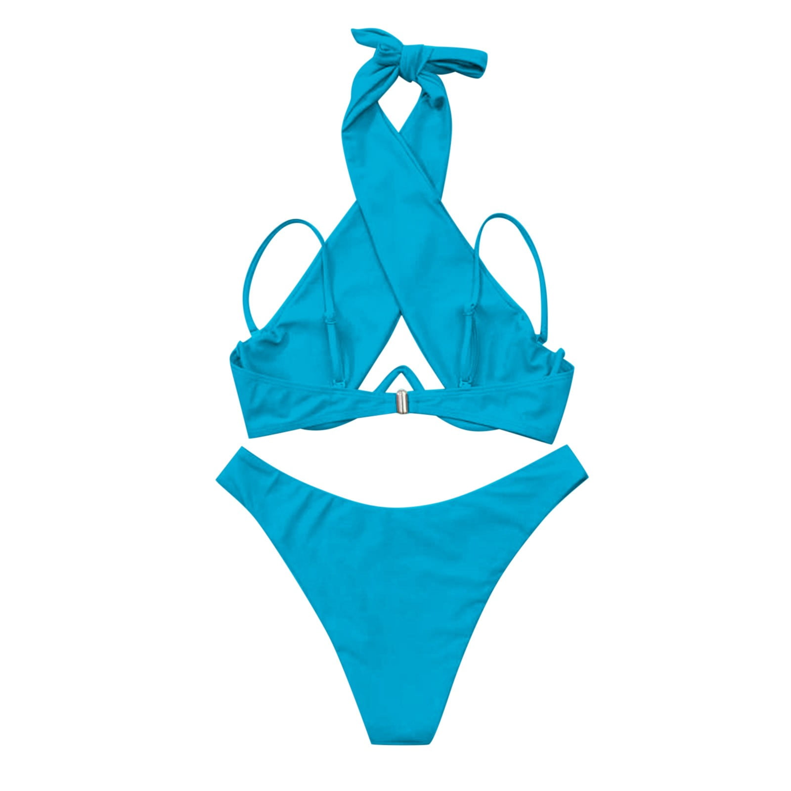 2 Piece Bikinis V-Neck for Women Gathering Neck Steel Support Chest ...