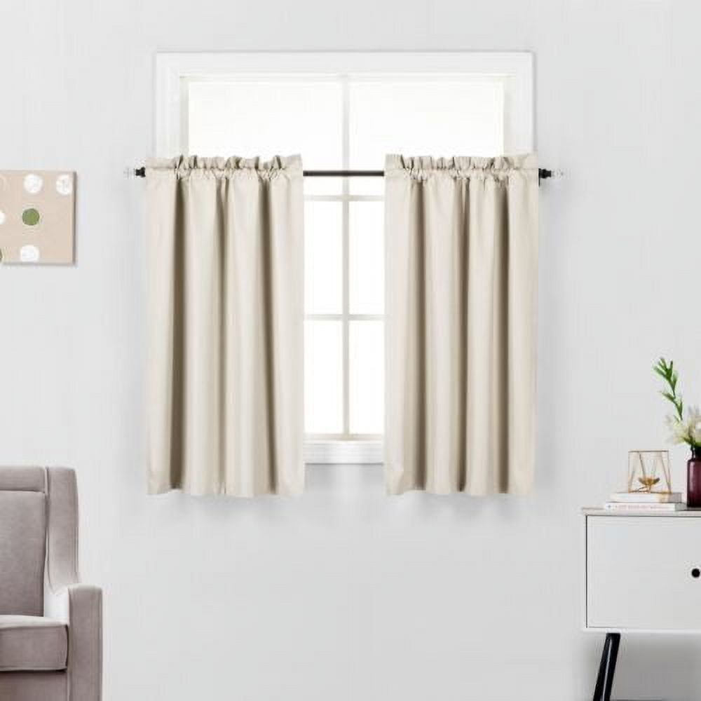 "Walmart 2-Piece Beige Thermal Insulated Blackout Drape Panels with Rod ...