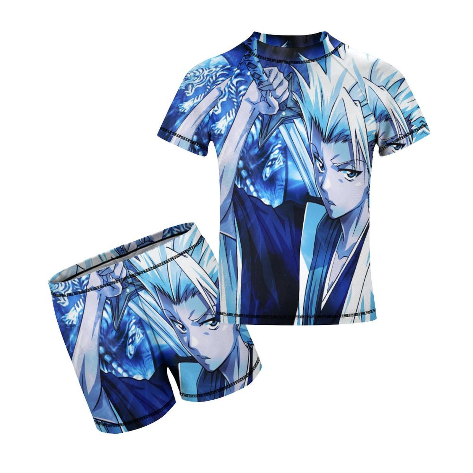 2 Piece Bleach Bathing Suits Rash Guard Swim Shirts with Shorts Set ...