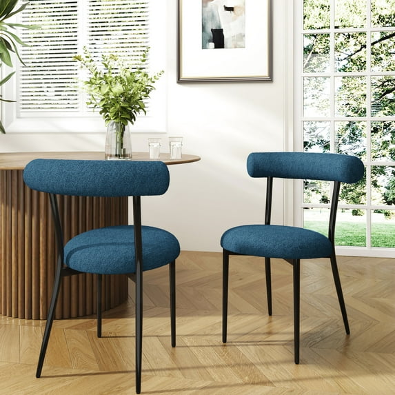 2 Piece Blue Fabric Barstool Set | Curved Backrests and Durable ...