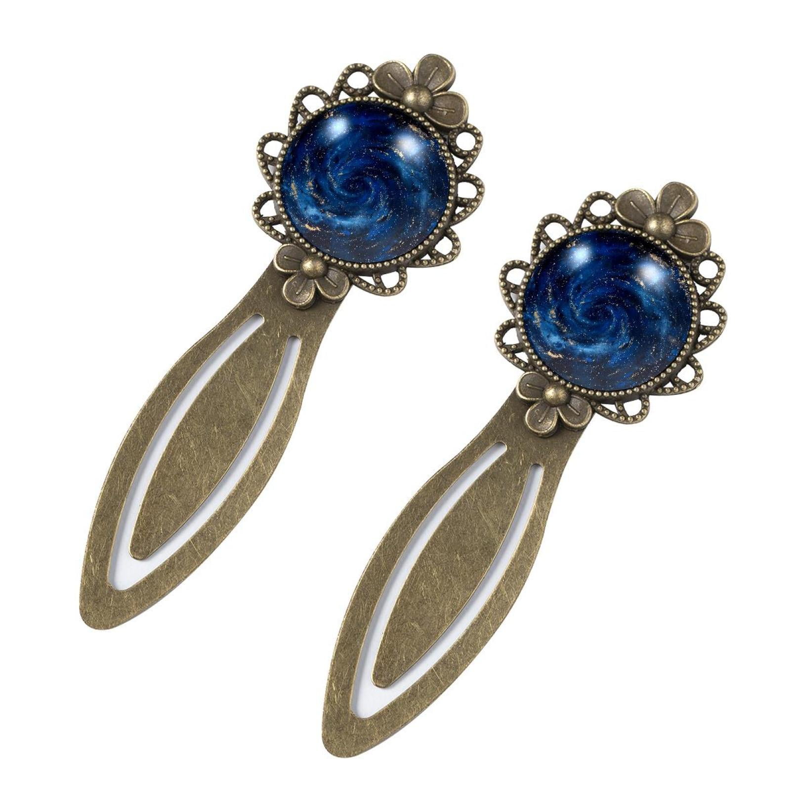 2 Piece Blue Starry Space Spiral Bookmark, Vintage Style Book Markers ...