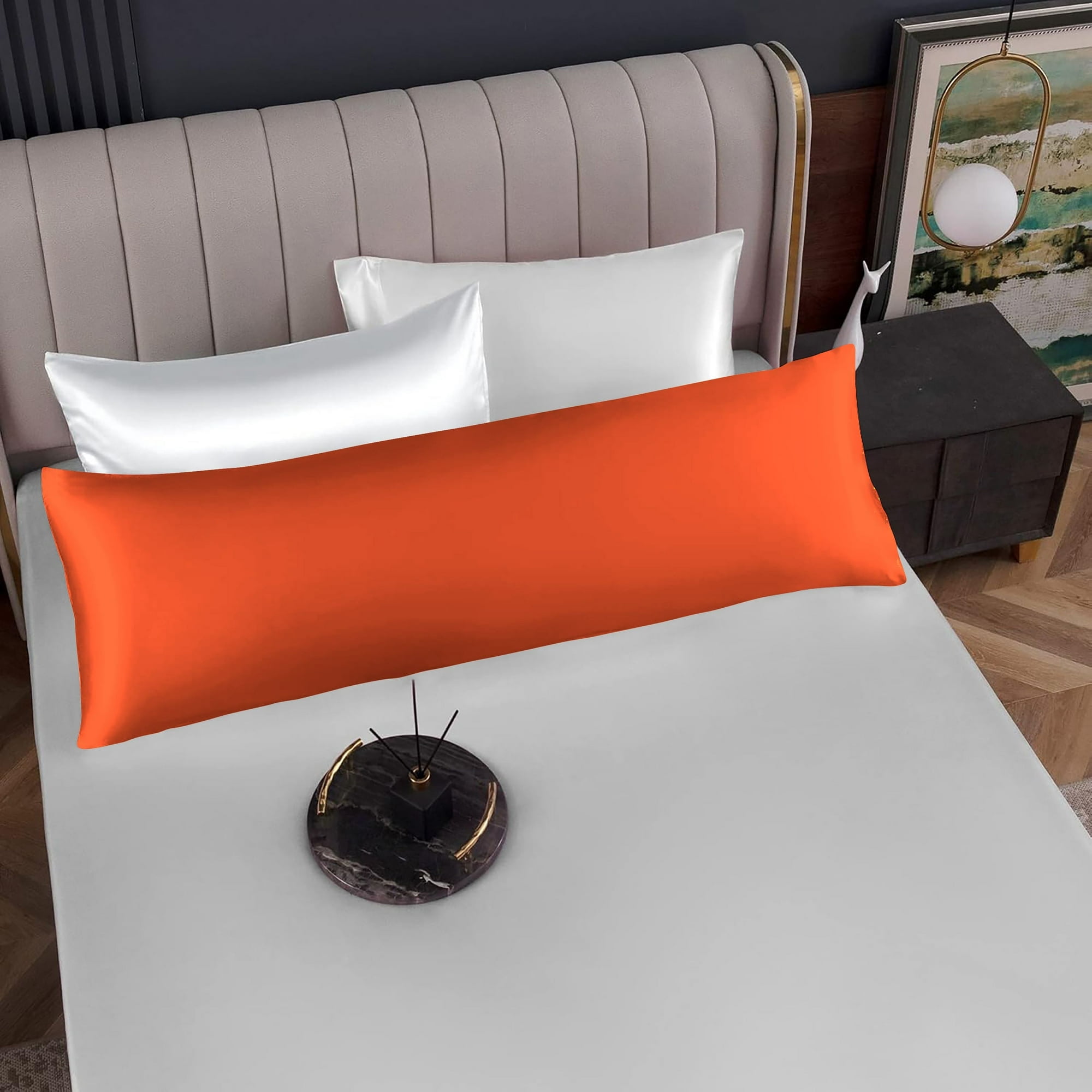 2 Piece Body Pillowcase Solid Orange Body Pillowcase Size 20X65, 100% ...