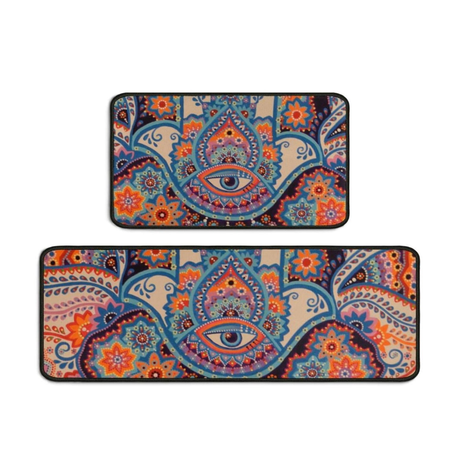 2 Piece Boho Kitchen Rug Set Non Slip Washable Floor Mat Runner Soft ...