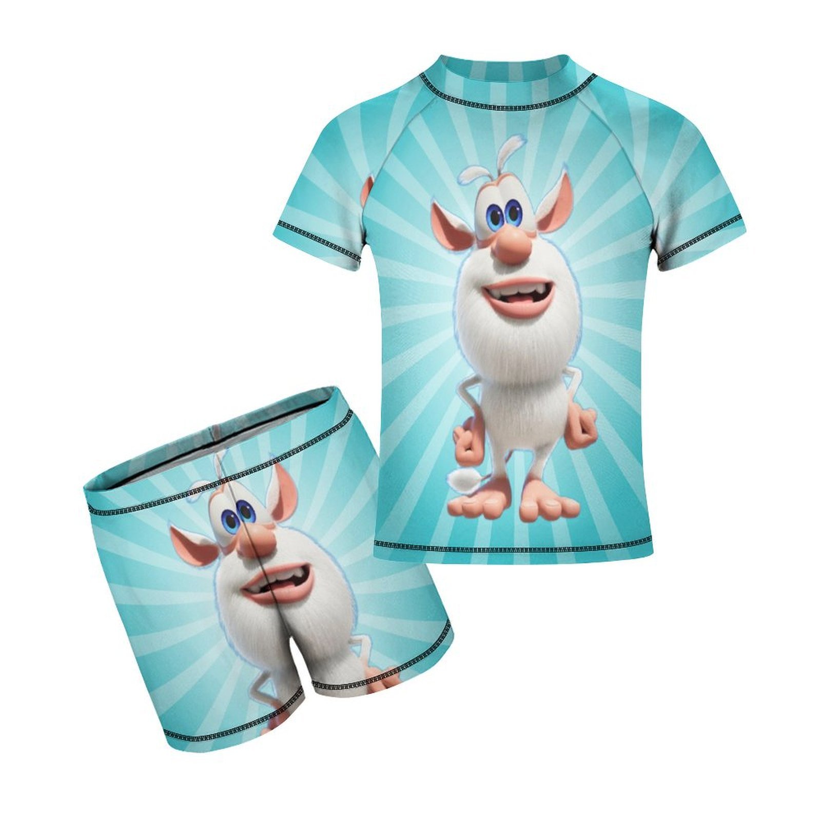 2 Piece Boo-Ba Boys Short Sleeve Swimsuit Rash Guard Sets Swimwear ...