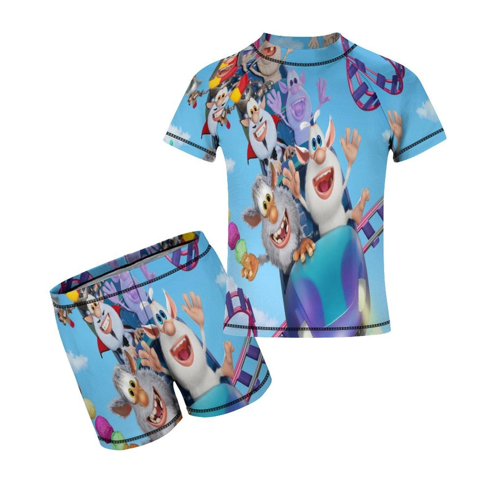 2 Piece Boo-Ba Boys Short Sleeve Swimsuit Rash Guard Sets Swimwear ...