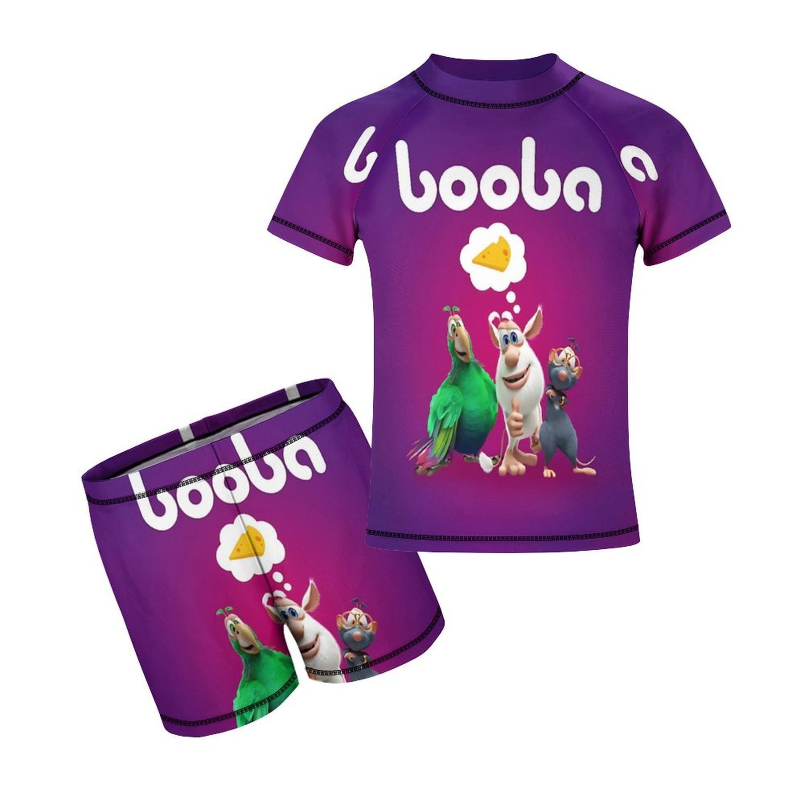 2 Piece Boo-Ba Boys Short Sleeve Swimsuit Rash Guard Sets Swimwear ...