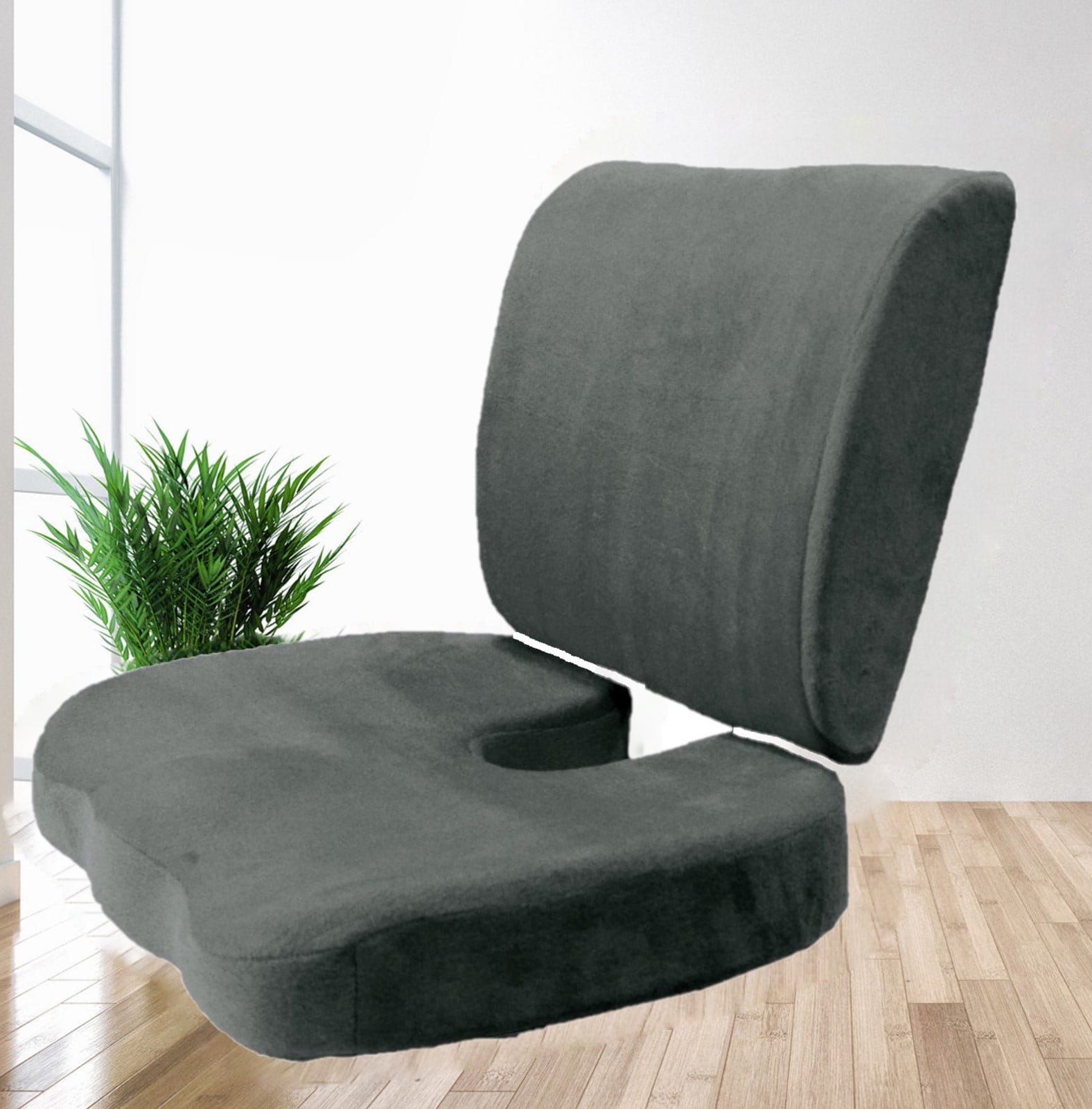 Bookishbunny 2pc Premium Memory Foam Chair Cushions for Office, Lumbar ...