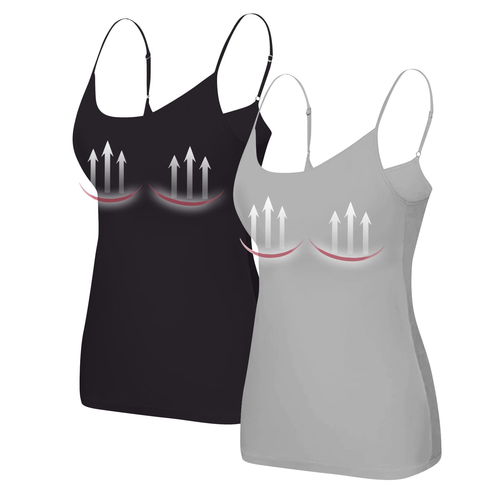 2 Piece Bra Tank Tops for Women Shelf Bra Camisoles Adjustable ...