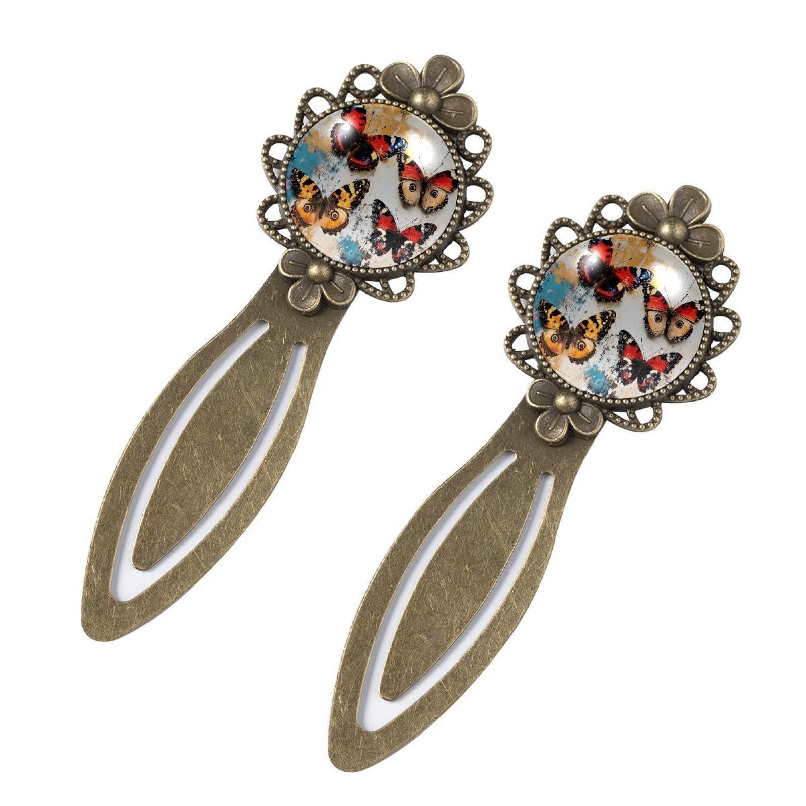 2 Piece Butterflies on Vintage Bookmark, Vintage Style Book Markers for ...