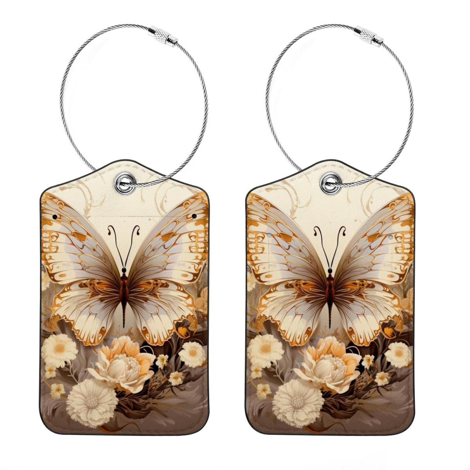 2 Piece Butterfly Luggage Tag for Suitcase Identifiers Privacy Name ...