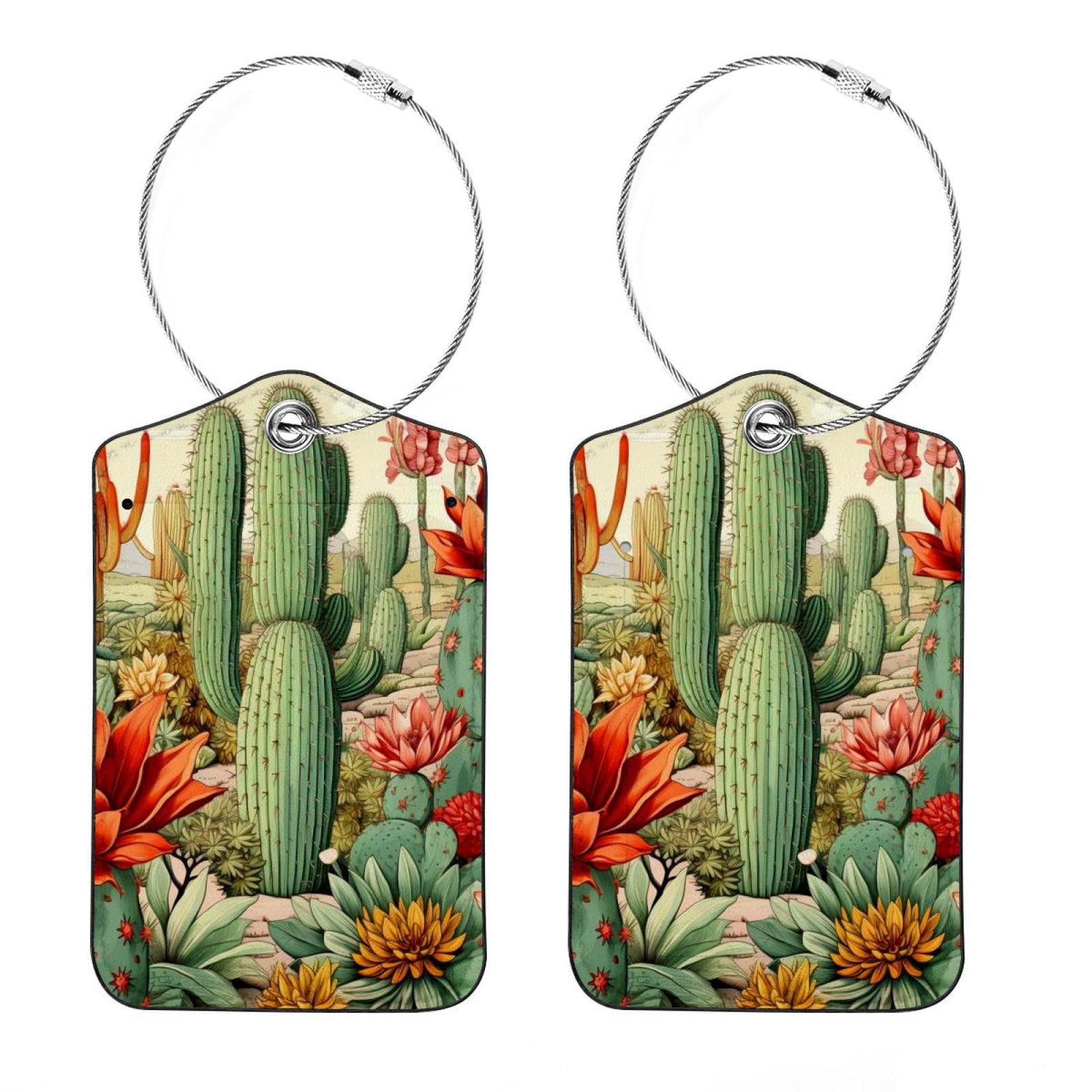 2 Piece Cactus Luggage Tag for Suitcase Identifiers Privacy Name ...