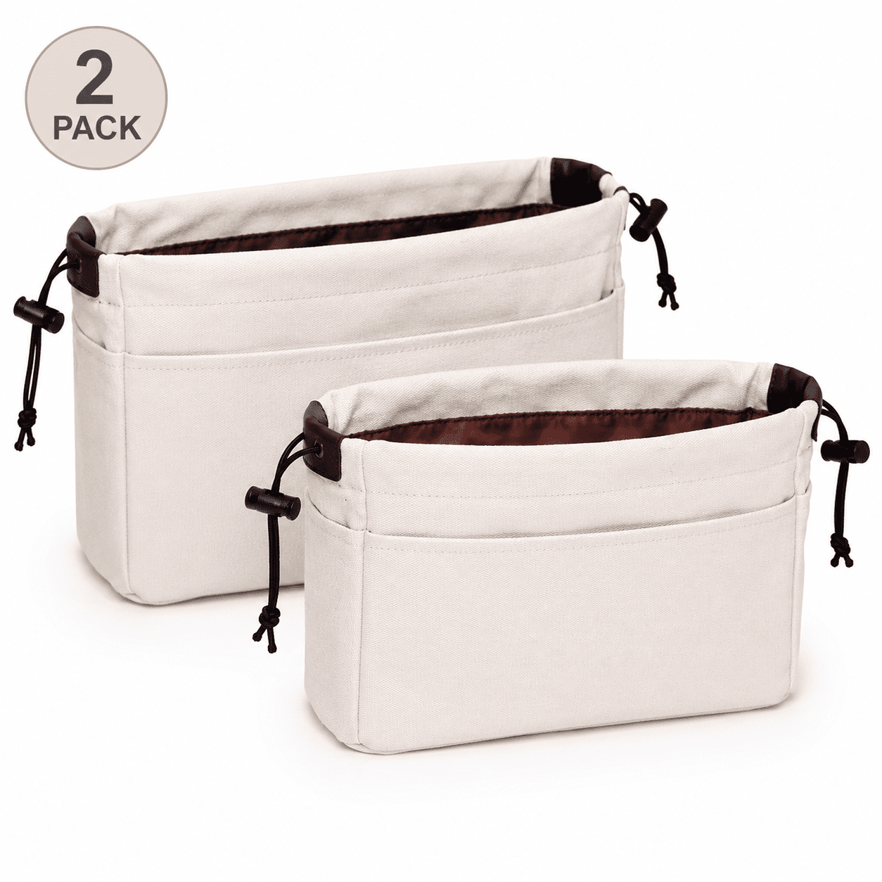 2 Piece Canvas Cosmetic Storage Bag Set, Drawstring Makeup Organizer ...
