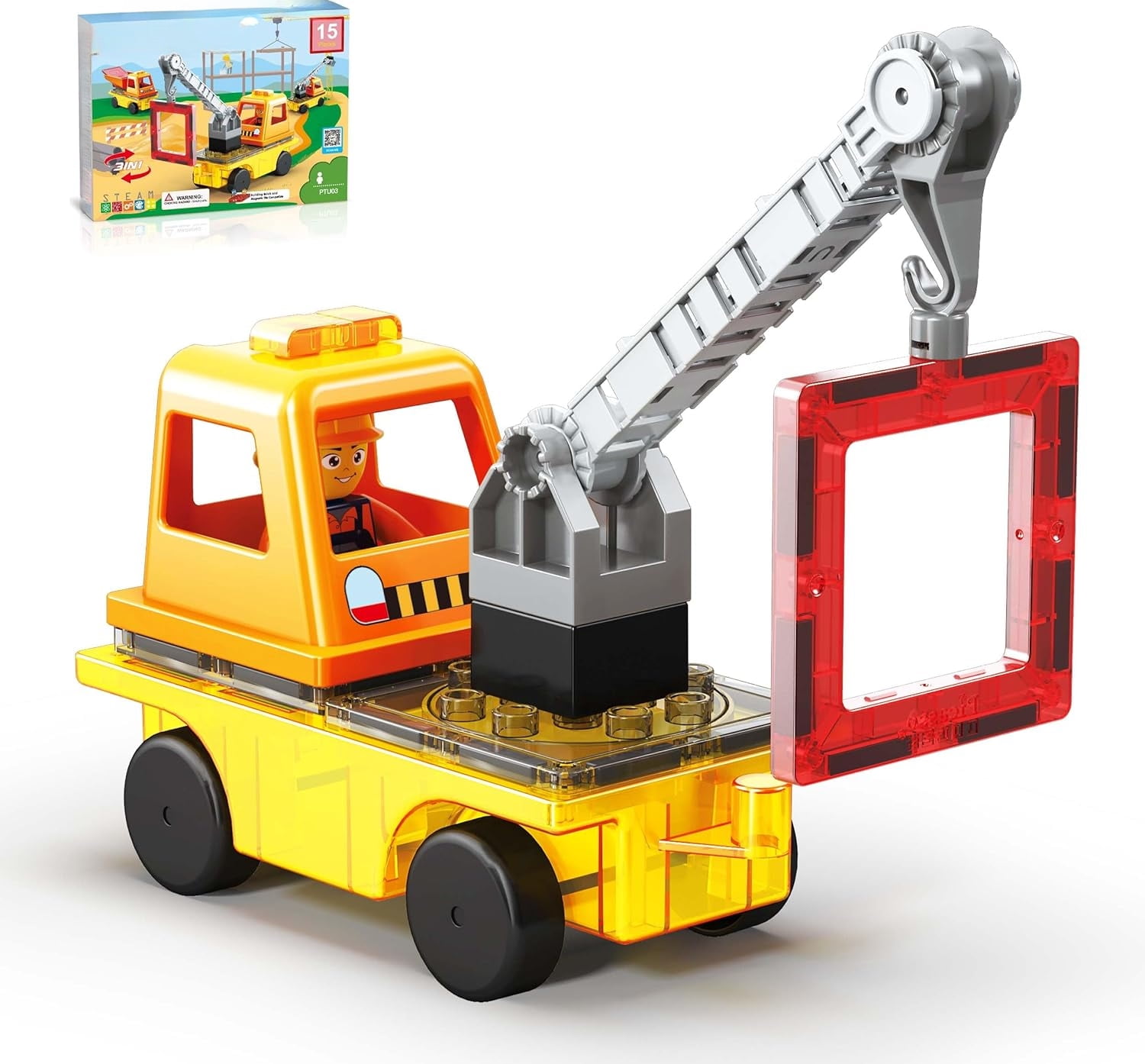 2 Piece Car Construction Vehicles Truck Toys for Magnetic Building ...