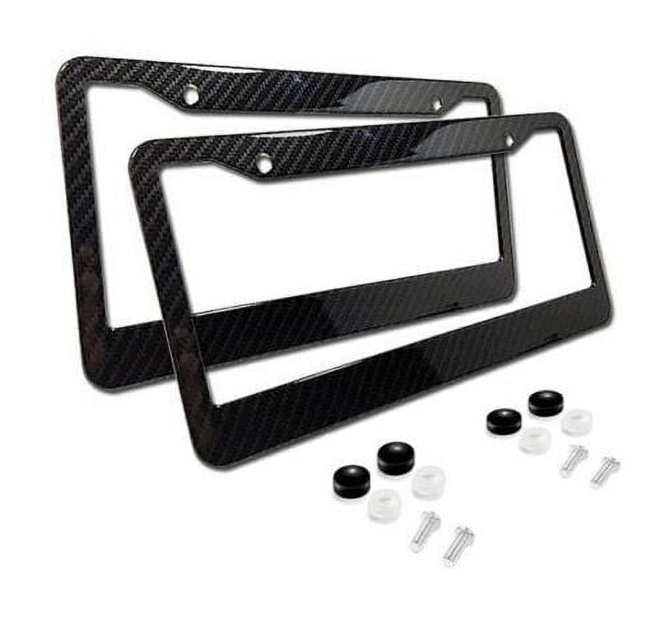 2 Piece Car License Plate Frame Cover Hood Cap Trunk Slim Chrome For ...
