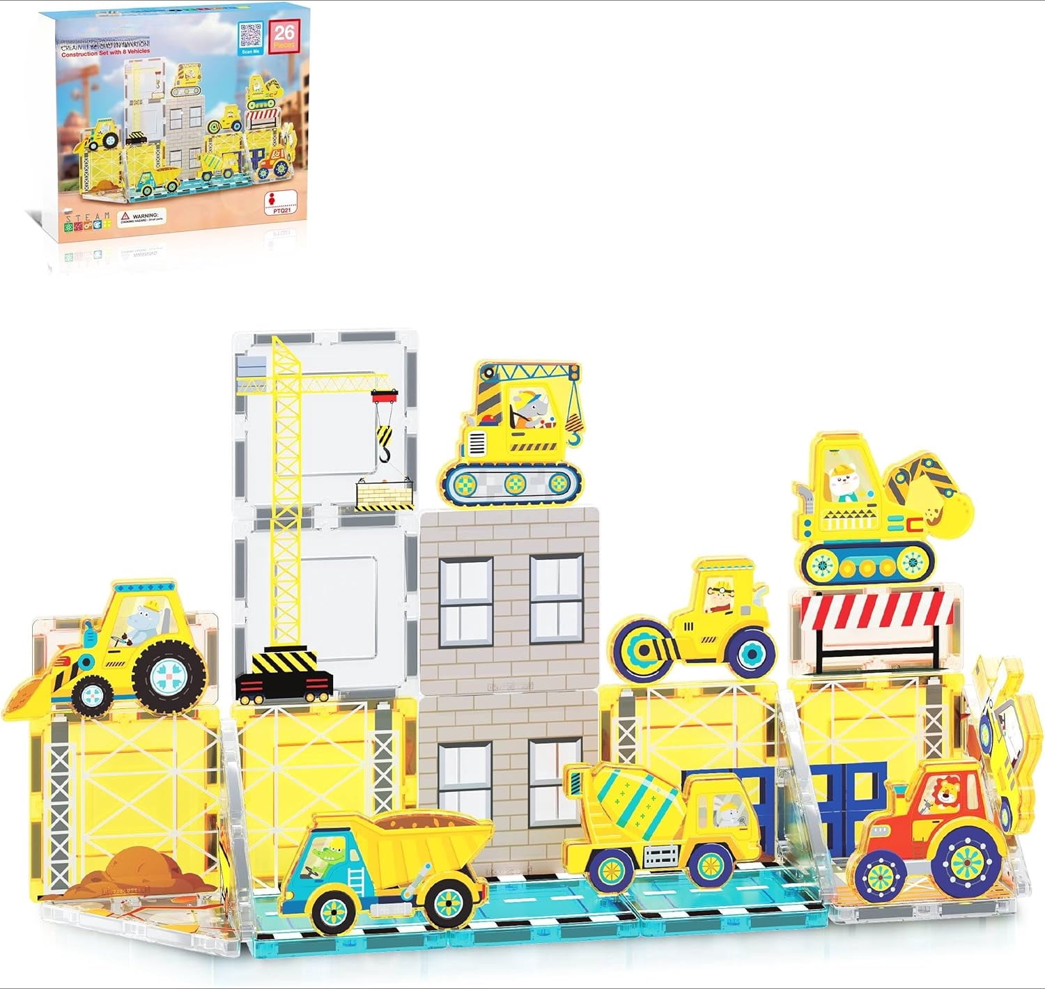 2 Piece Car Truck Construction Kit Toy Set Vehicle for Magnetic Blocks ...