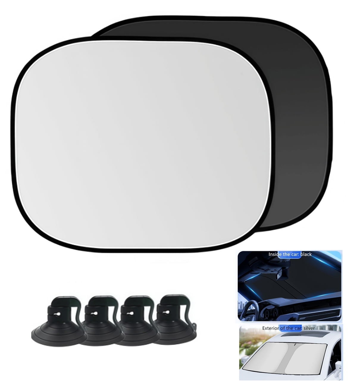 2 Piece Car Windshield Sun Shade, 18"x15" Front Window Sunshade Keeps ...