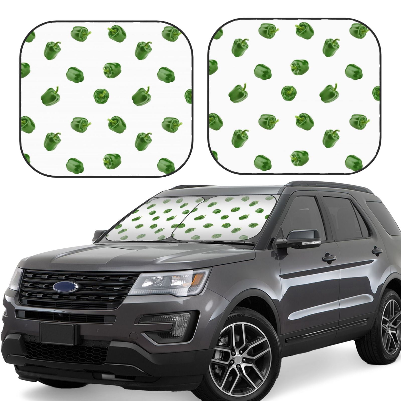 2 Piece Car Windshield Sun Shade - Bell Pepper Cute Foldable Front Car ...