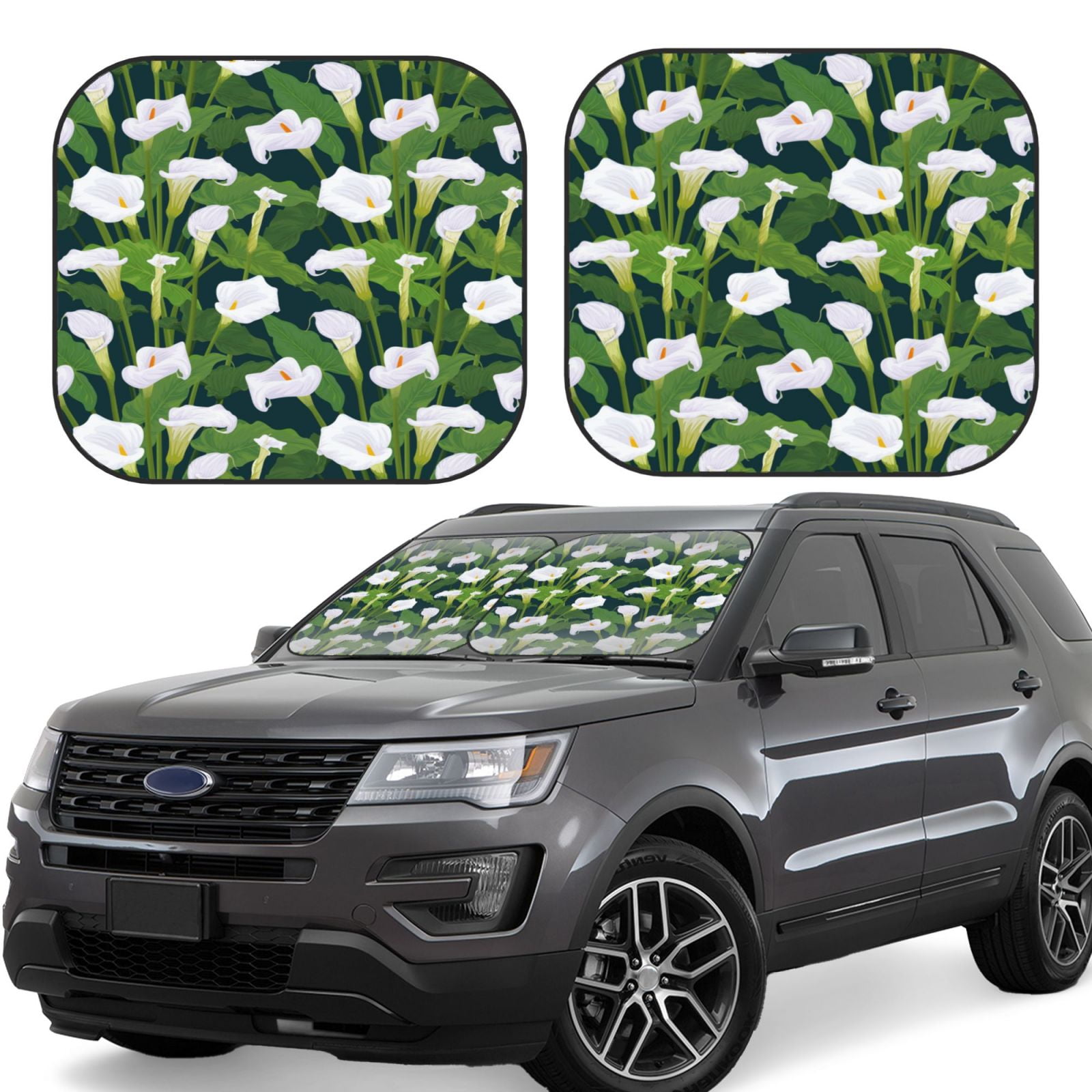 2 Piece Car Windshield Sun Shade - Calla Lily Flowers Bouquet Foldable ...