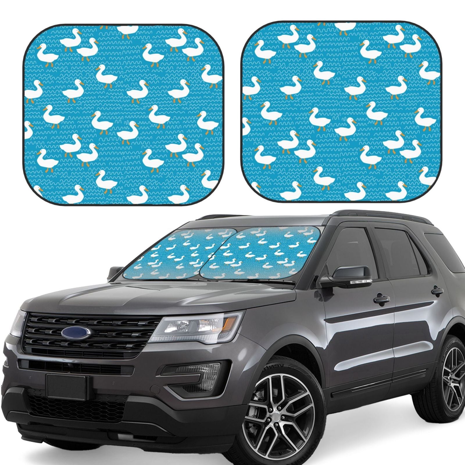 2 Piece Car Windshield Sun Shade - Classic Cute Duck Blue Foldable ...