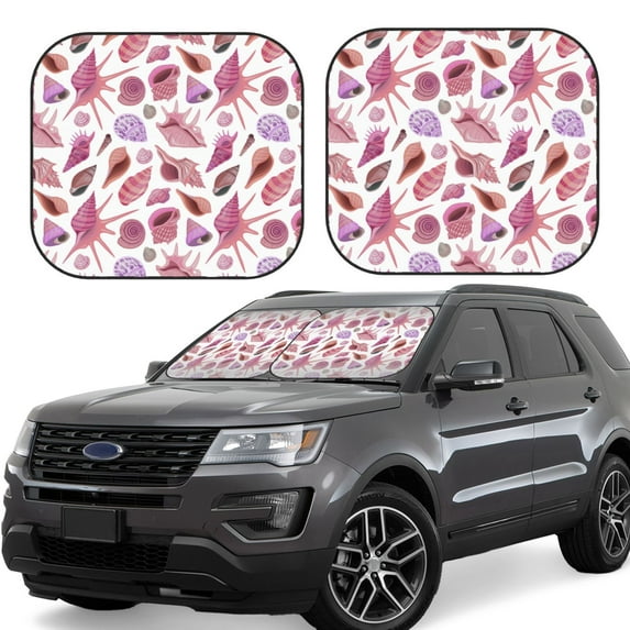 2 Piece Car Windshield Sun Shade - Cute Conch Shell Foldable Front Car ...