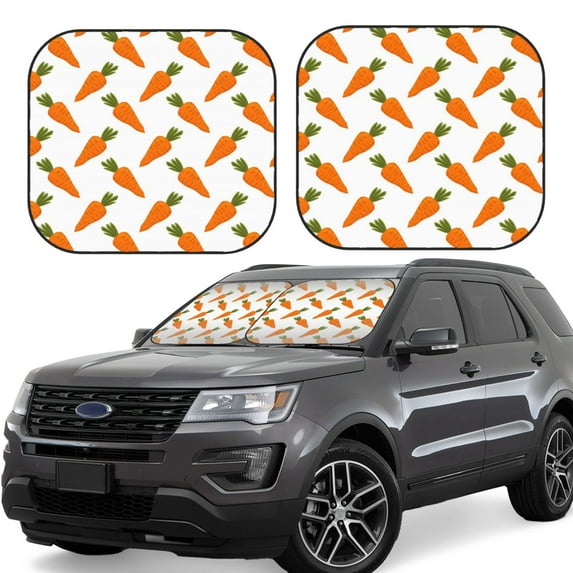 2 Piece Car Windshield Sun Shade - Cute Daucus Pattern Foldable Front ...