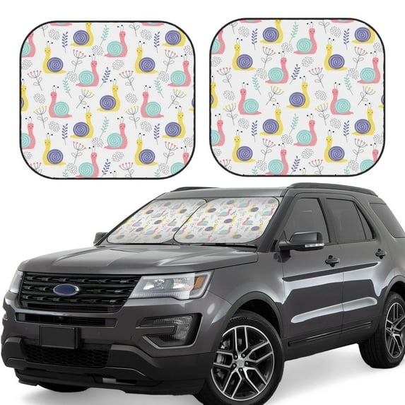 2 Piece Car Windshield Sun Shade - Cute Hand Painted Snail Foldable ...
