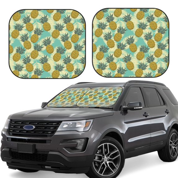 2 Piece Car Windshield Sun Shade - Cute Vintage Pineapple Foldable ...