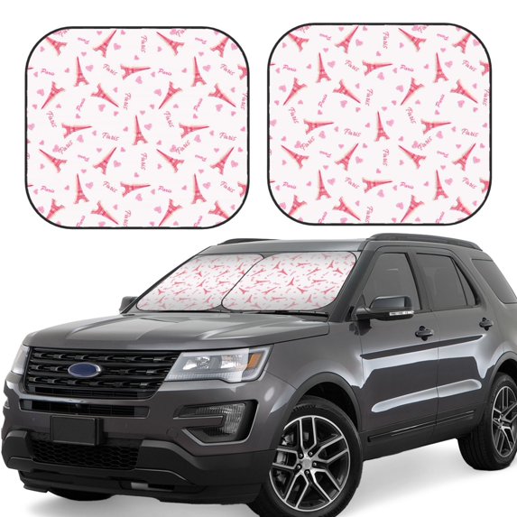 2 Piece Car Windshield Sun Shade - Eiffel Tower Dreamy Foldable Front ...