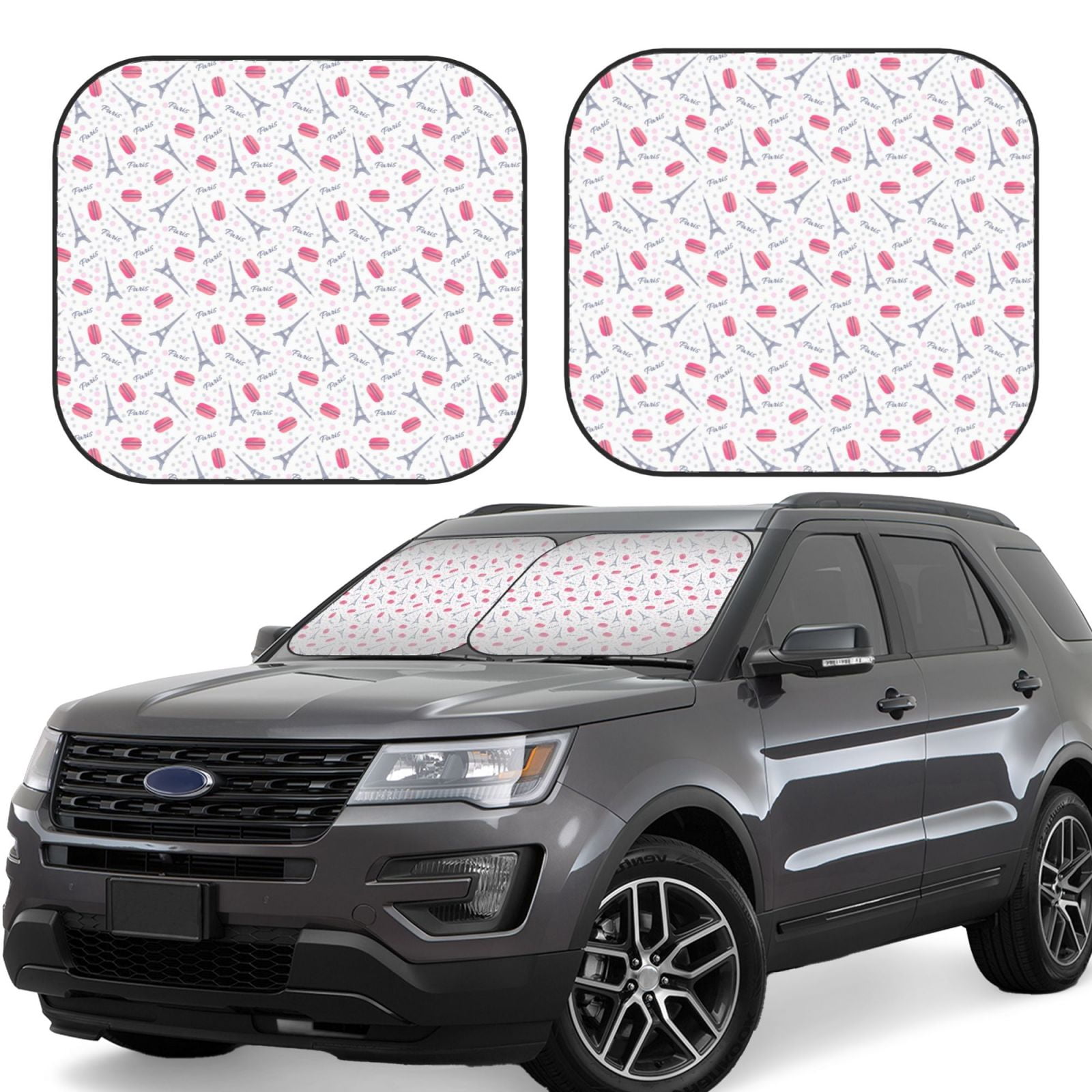 2 Piece Car Windshield Sun Shade - Eiffel Tower Polka Dot Foldable ...