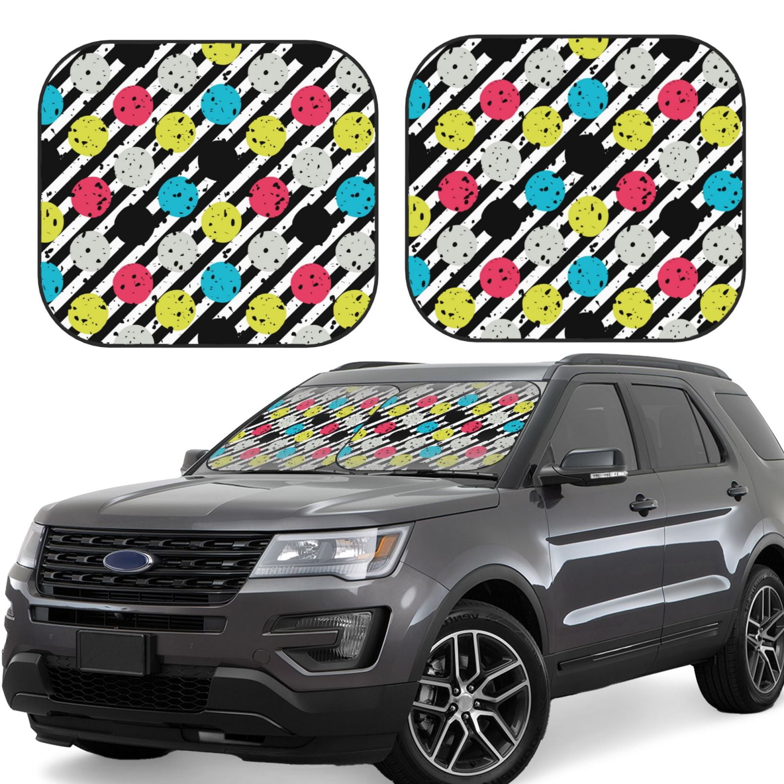 2 Piece Car Windshield Sun Shade - Fashion Pop-art style polka dot ...