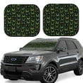 2 Piece Car Windshield Sun Shade - Fluorescent Green Dog Foldable Front ...