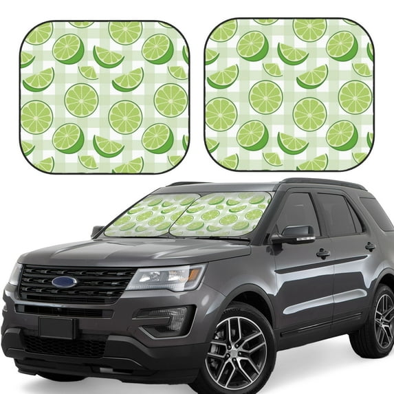 2 Piece Car Windshield Sun Shade - Green Lemon Cute Foldable Front Car ...