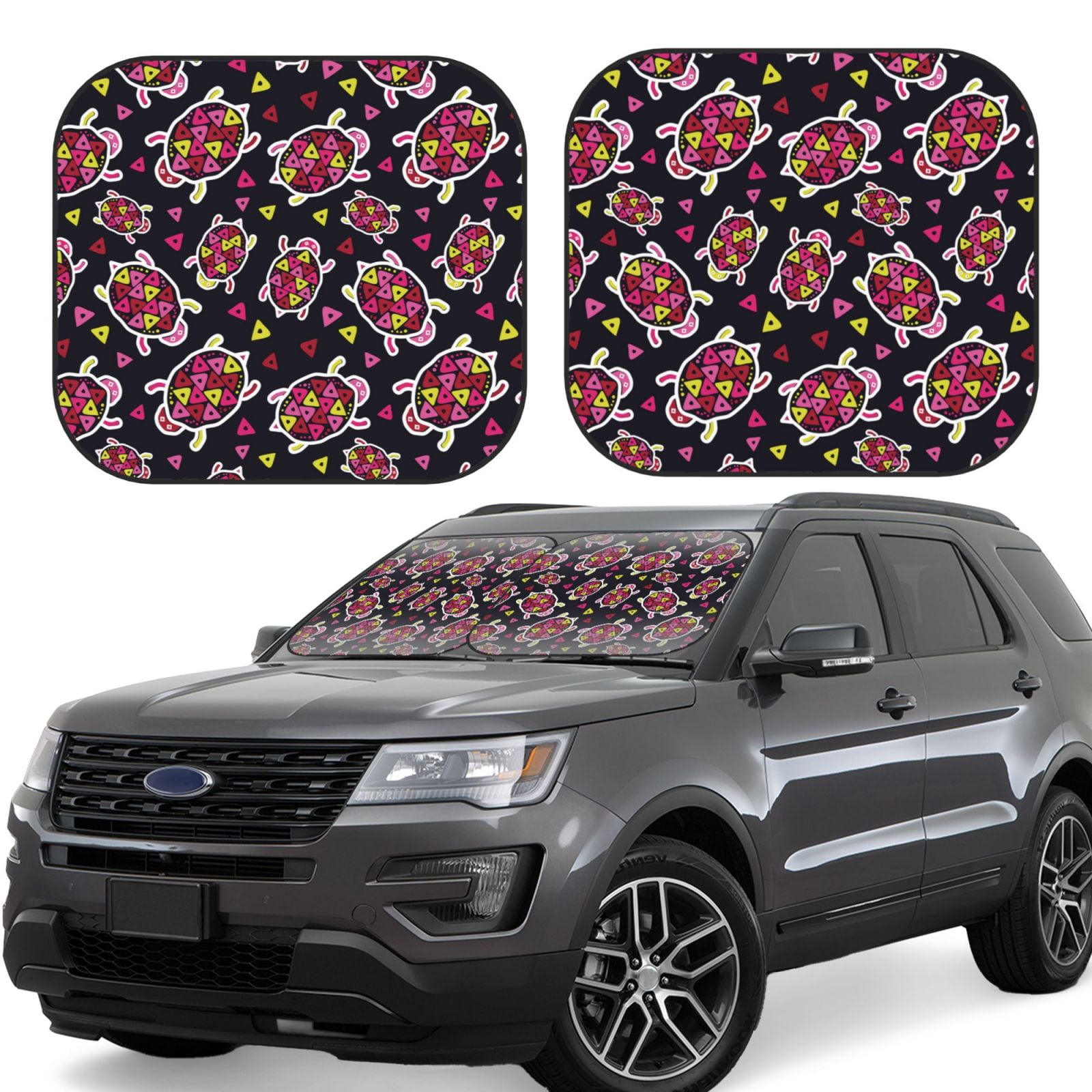 2 Piece Car Windshield Sun Shade - Ladybug Foldable Front Car Window ...