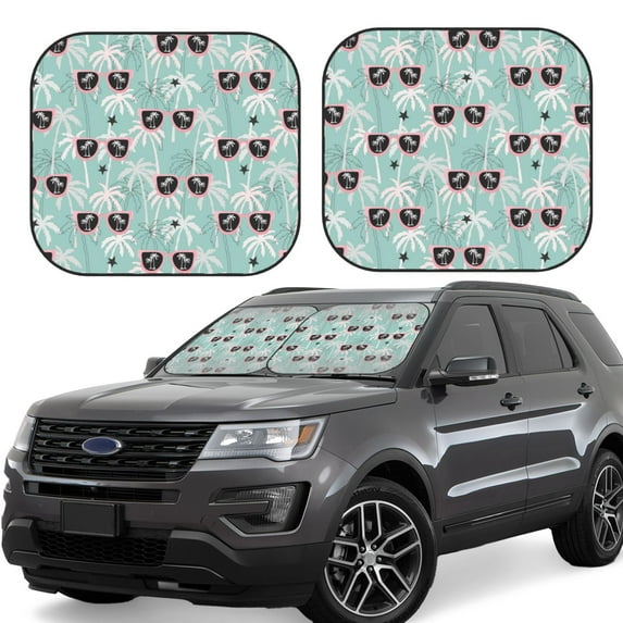 2 Piece Car Windshield Sun Shade - Tropical Palm Trees Sunglasses ...