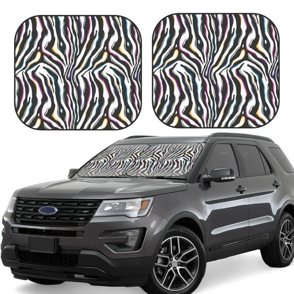 2 Piece Car Windshield Sun Shade - abstract black white zebra print ...