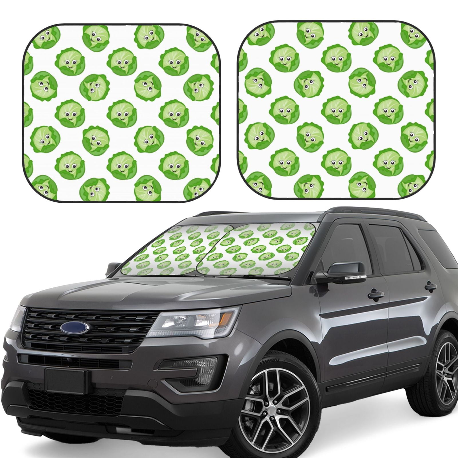 2 Piece Car Windshield Sun Shade - bright cabbage cute eyes funny ...