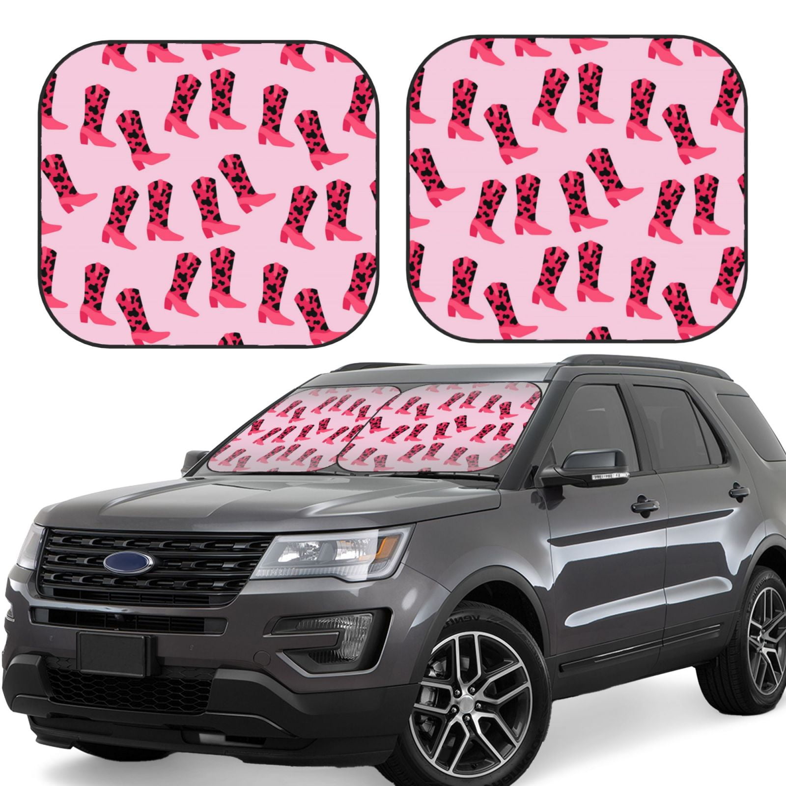 2 Piece Car Windshield Sun Shade - pink cowgirl red boots Western ...