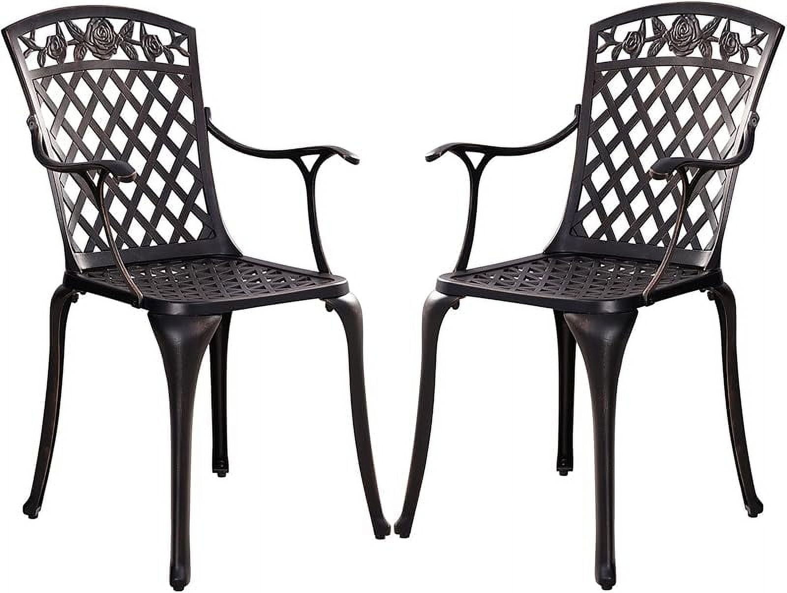 2 Piece Cast Aluminum Patio Chairs, All-Weather Bistro Chairs Set of 2 ...