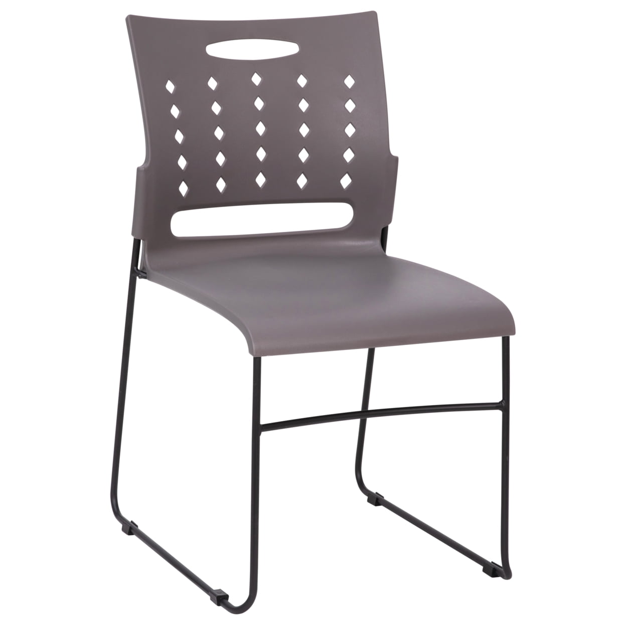 2 Piece Chairs, Gray Plasti Frame, Curved Flared Back, Cut Out Design ...