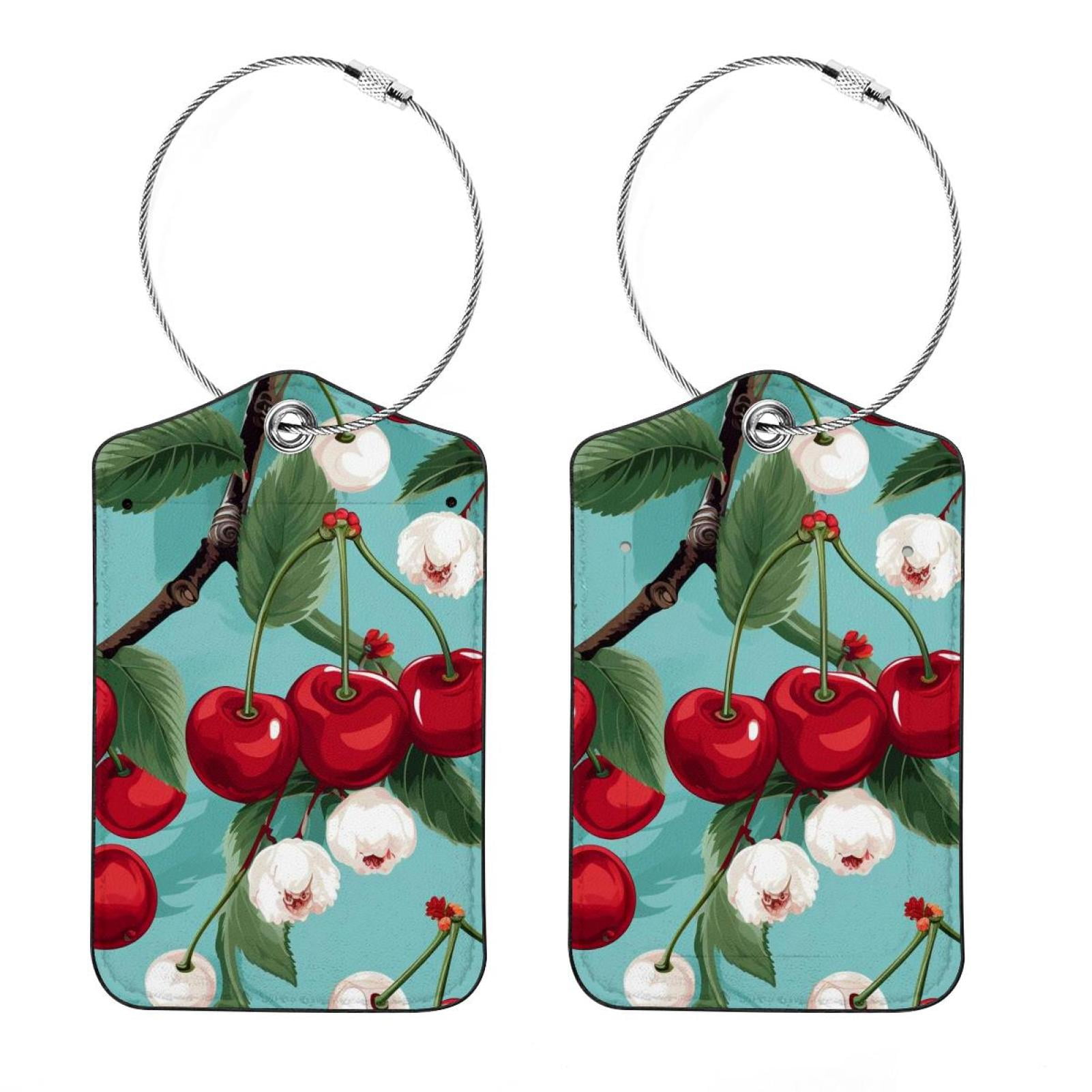 2 Piece Cherry Luggage Tag for Suitcase Identifiers Privacy Name ...