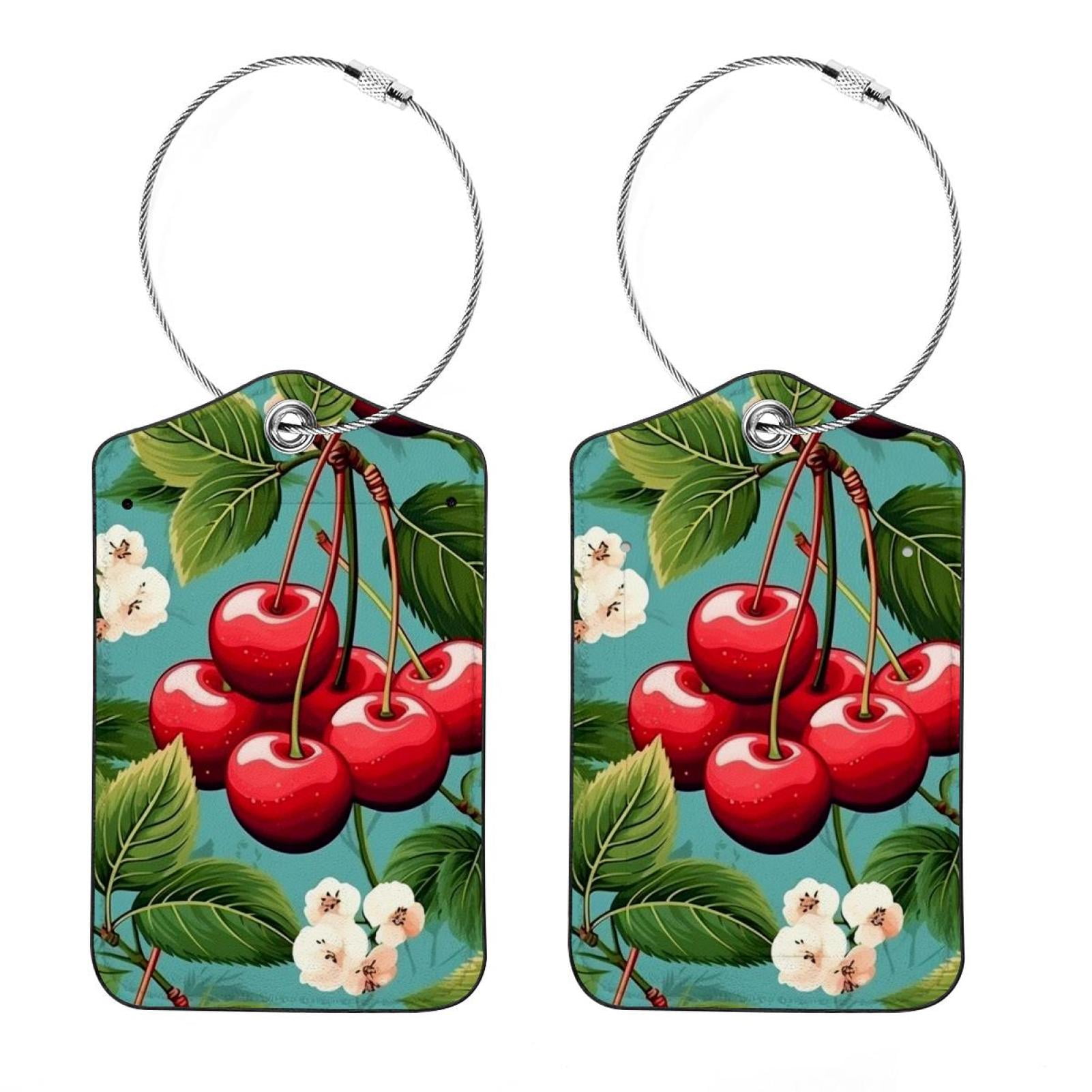 2 Piece Cherry Luggage Tag for Suitcase Identifiers Privacy Name ...