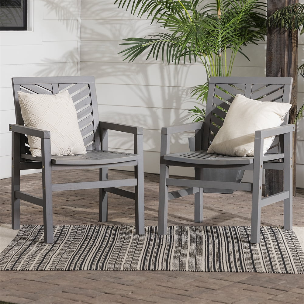 2-Piece Chevron Patio Chairs, Rustic Outdoor Dining Chairs Set of 2 ...